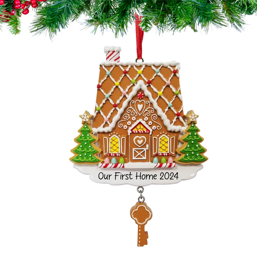 Personalized Gingerbread House with Cookie Key Ornament